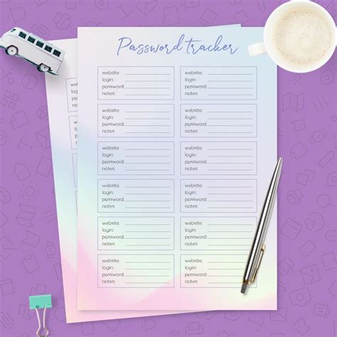 Password List Template Template Printable Pdf