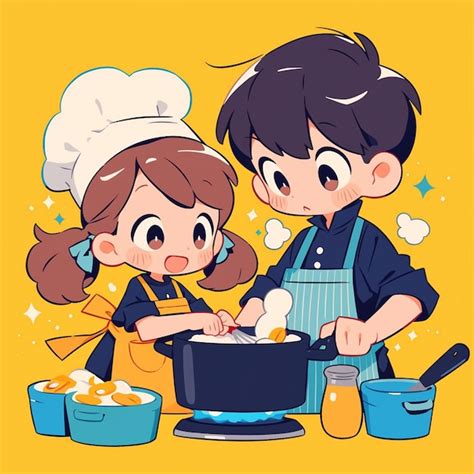 Premium Vector Friends Taking A Cooking Class