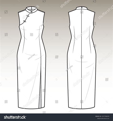 Qipao Chinese Traditional Dress Flat Pettern Stock Vector Royalty Free