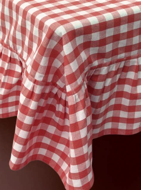 Red Ruffled Gingham Tablecloth Classic Picnic And Table Decor House