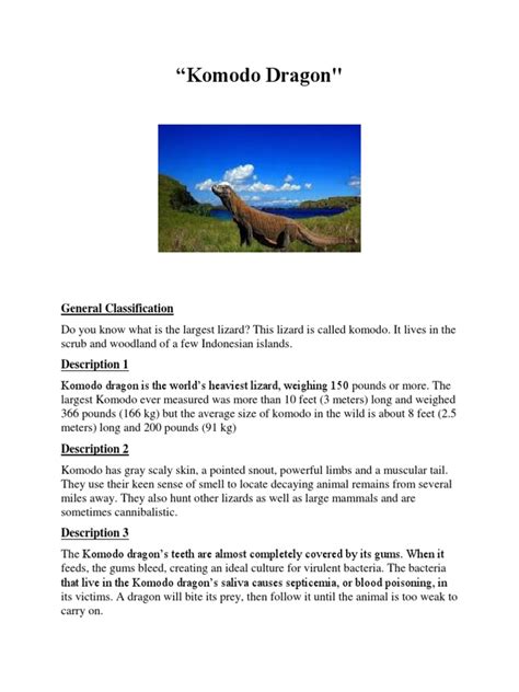 Komodo Dragon General Classification Pdf