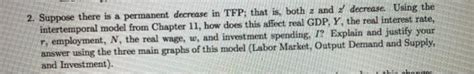 Solved 2 Suppose There Is A Permanent Decrease In Tfp That