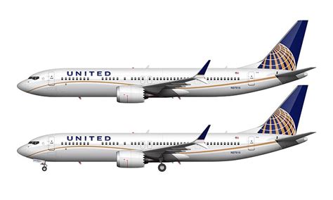United Airlines Boeing 737 9 Max Illustration Continental Globe Liver