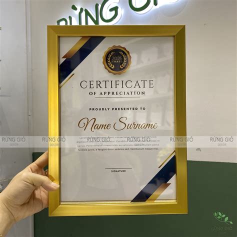 Mua Khung Bằng Khen A4 Vàng đồng Xước BẢn Viền 2cm để Vừa Giấy Khen