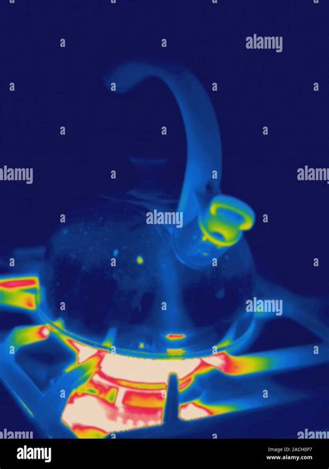 Thermogram Kettle On Gas Burner The Colors Show Temperature