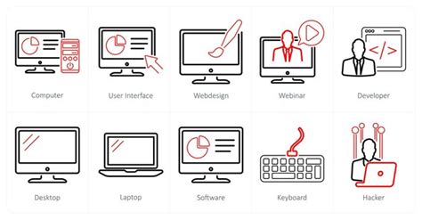 Premium Vector A Set Of 10 Internet Computer Icons As Computer User