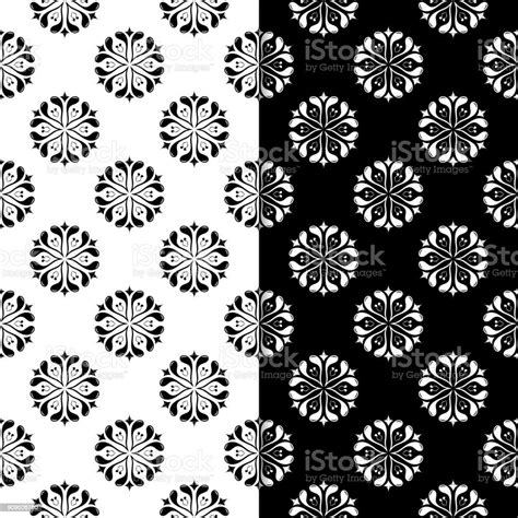 흑인과 백인 꽃 패턴 완벽 한 집입니다 배경 세트 0명에 대한 스톡 벡터 아트 및 기타 이미지 0명 검은색 고풍스런 Istock