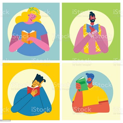 세계 도서의 날의 벡터 개념 일러스트 평면 스타일로 책과 책 축제를 읽고 사람들은 앉아서 서서 걷고 책을 읽습니다 4월에 대한 스톡 벡터 아트 및 기타 이미지 Istock