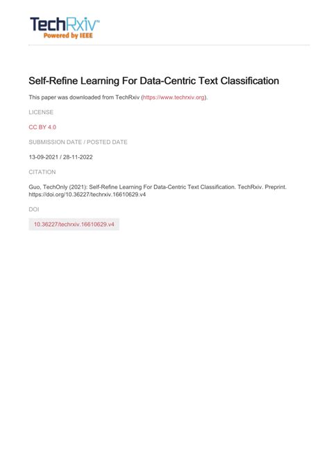 Pdf Self Refine Learning For Data Centric Text Classification