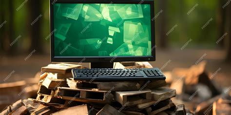 Green Recycle Symbol On Desktop Computer Promoting Responsible