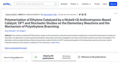 Polymerization Of Ethylene Catalyzed By A Nickel 2 Anilinotropone Based Catalyst Dft And