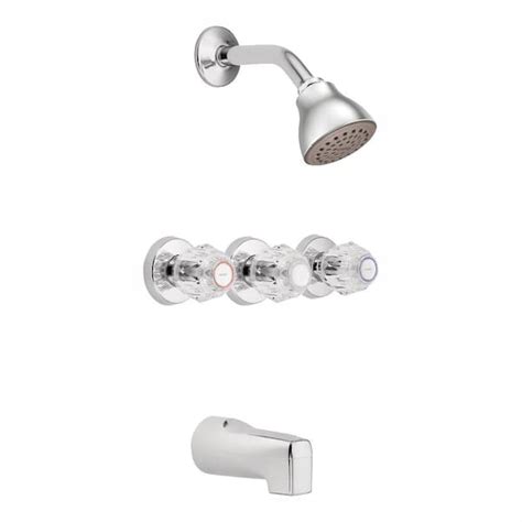 Moen Chateau 3 Handle 1 Spray Tub And Shower Faucet In Chrome Valve