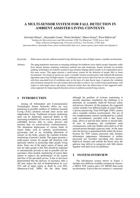 Pdf A Multi Sensor System For Fall Detection In Ambient Assisted