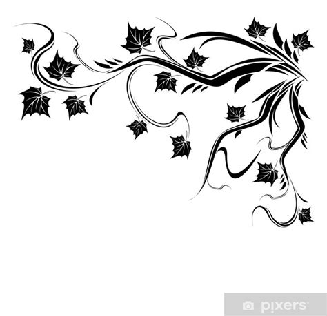 Poster Stylized Black Tree With Leaves Pixersuk