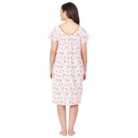 Printed Breezly Long Short Calf Length Pure Cotton Nighty Multicolor
