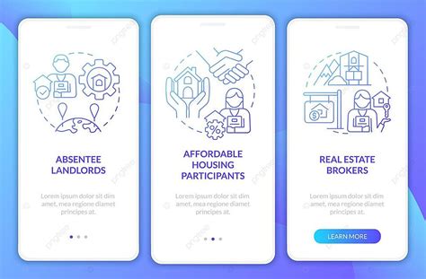 Mobile App Screen With Blue Gradient Onboarding For Real Estate Agents And Clients Vector Text