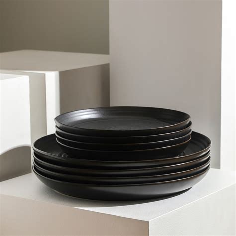 Stone Lain Elio Stoneware Black Salad Plate 4 Piece Stonelain