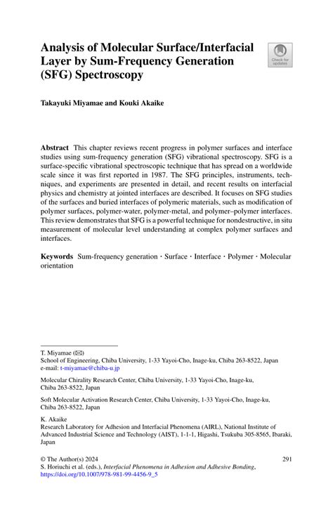 Pdf Analysis Of Molecular Surfaceinterfacial Layer By Sum Frequency