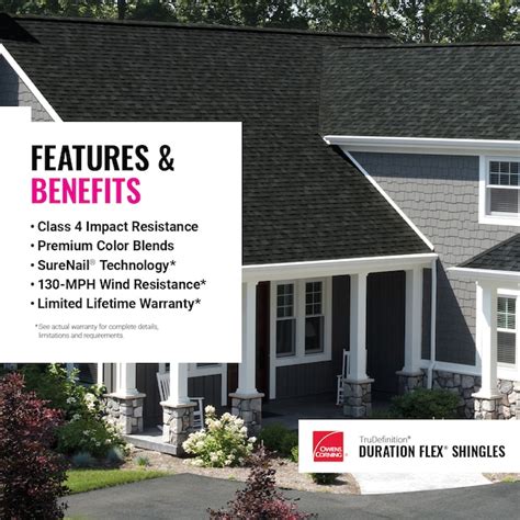 Owens Corning Duration Flex Black Sable Algae Resistant Architectural Roof Shingles 328 Sq Ft