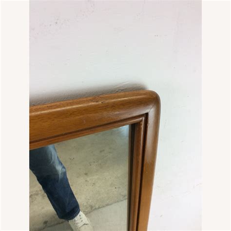 Mid Century Wall Mirror With Rounded Maple Frame Aptdeco