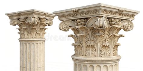 Composite Columns 3d Render Corinthian Capital Classical Architecture Stone Texture Ancient