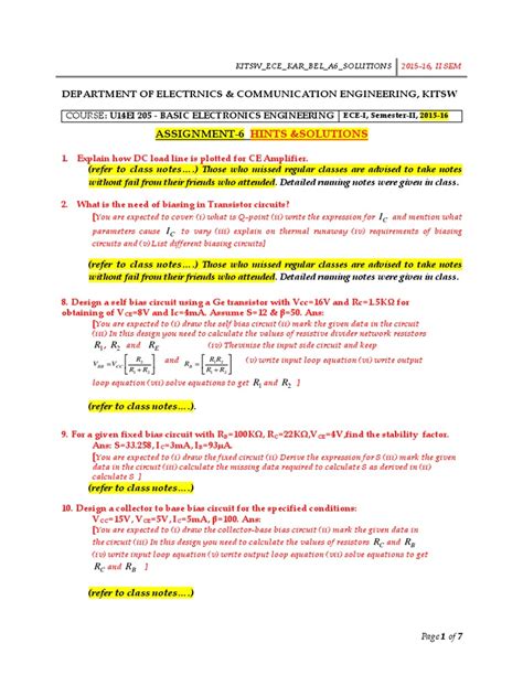 Assignment 6 Solutions Download Free Pdf Electrical Network