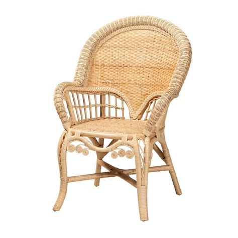 Fashionable Ratu Modern Bohemian Natural Brown Rattan Accent Chair