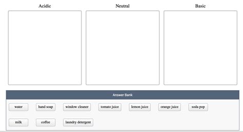 Solved Acidic Neutral Basic Answer Bank Water Hand Soap
