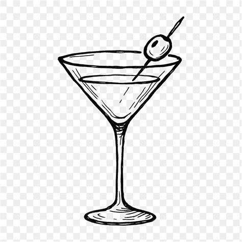 Png Elegant Martini Sketch Illustration Free Image By