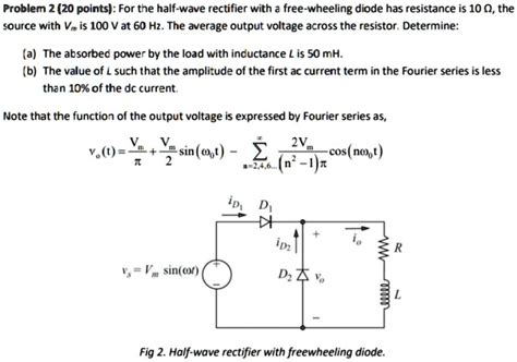 Solved For The Half Wave Rectifier With A Free Wheeling Diode The