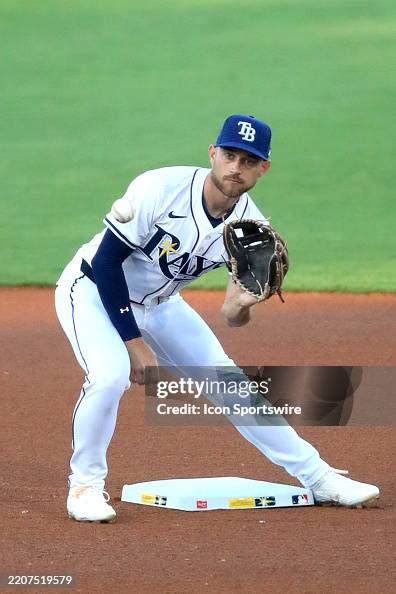 Tampa Bay Rays Second Baseman Brandon Lowe Waits For The Throw Down