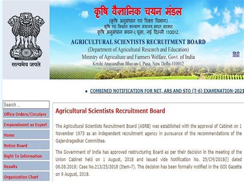 Asrb Net Ars Prelims And Sto Exam Date Out Check Admit