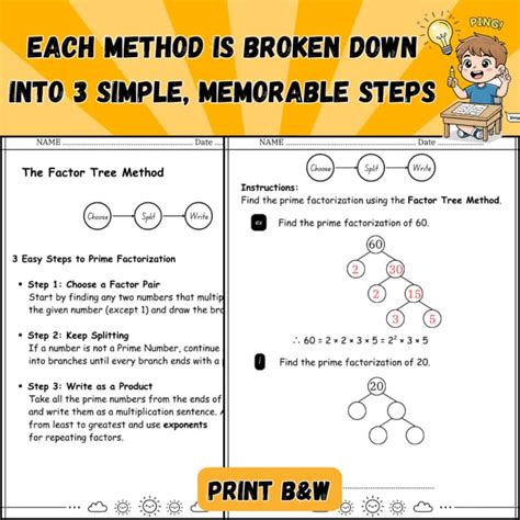 Prime Factorization Bundle Factor Tree And Division Method Grade 5 6 Math