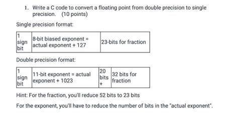 Solved Write A C Code To Convert A Floating Point From Chegg