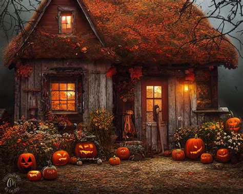 Ai Witch Cottage Digital Background Halloween Background For Composite