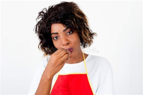 Portrait Of A Young Cook Eating Tomatoes Stock Image Image Of