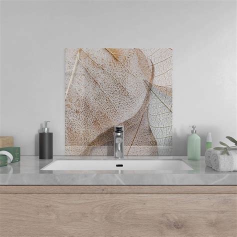 Elegant Glass Splashback Delicate Leaf Pattern Deqori