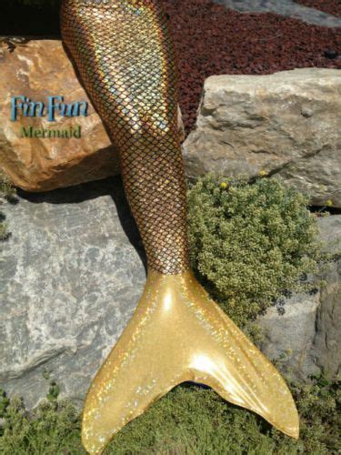 Realistic Gold Mermaid Tail And Monofin