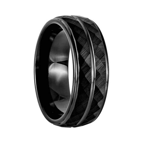 Dual Hammered Black Tungsten Mens Wedding Band Vansweden Jewelers