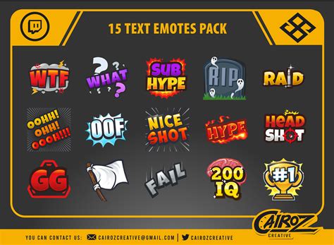 15x Text Twitch Emotes Collection By Cairoz Creative Text Emoji Cute Text Emotes Discord Emoji