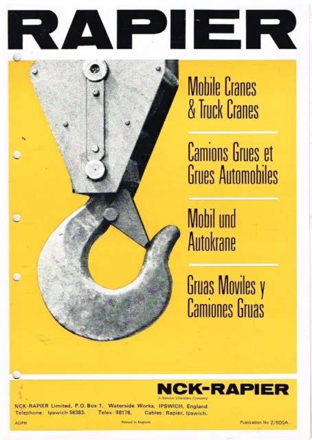 Nck Rapier Cambrian Cheviot Cotswold Alpine Mobile Crane Factory Sales Brochure £39 99 Picclick Uk