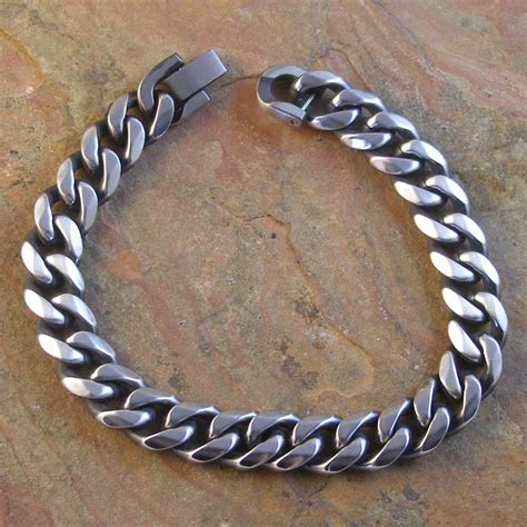 Stainless Steel Bevelled Curb Matt Finish Bracelet 105mm 215cm