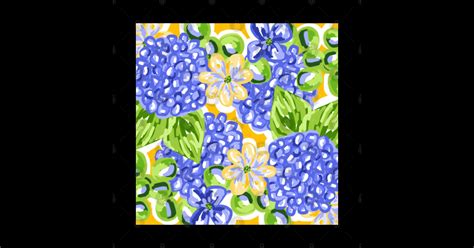 Cute Hand Painted Preppy Blue Hydrangea Pattern Preppy Posters And