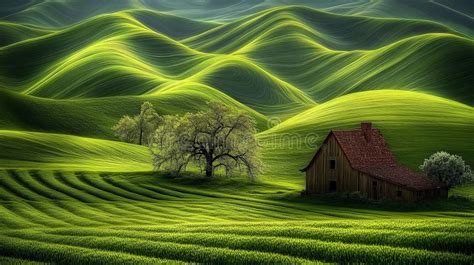 A Gradient Hill Landscape With An Abstract Green Hue Is Available As A