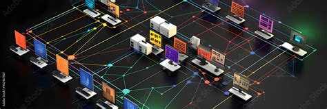 Ethernet Network System An Illustrated Map Of Connected Devices And