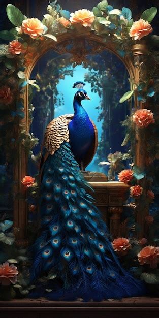Peacock Posing Premium Ai Generated Image