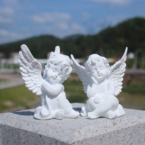 Owmell Set Of 2 Cherubs Angels Resin Statue Figurine