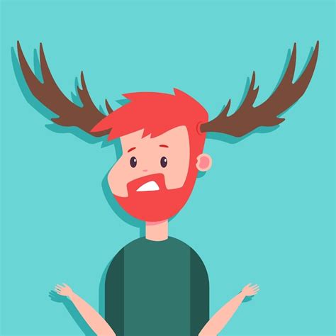 Premium Vector Cuckold Vector Cartoon Character Of A Surprised Man With Antlers Isolated On
