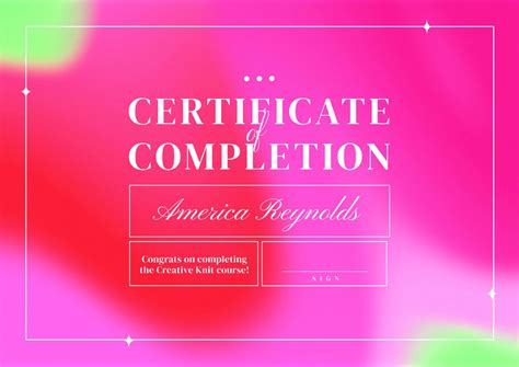 Modern Certificate Of Completion Template With Vibrant Pink And Green Background Download Free