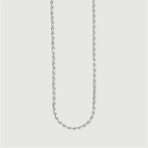 Sterling Silver 3mm Wide Diamond Cut Rope Chain Necklace